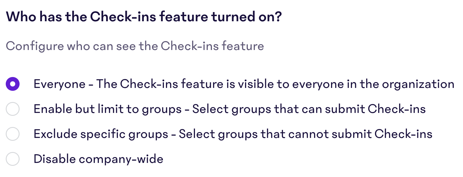 Enable/disable Check-ins – 15Five Help Center