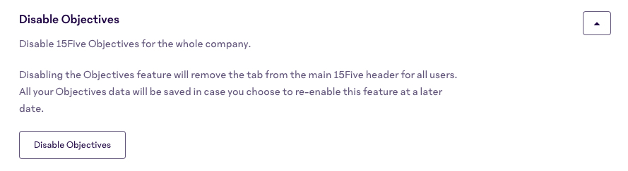 Enable/disable Objectives – 15Five Help Center